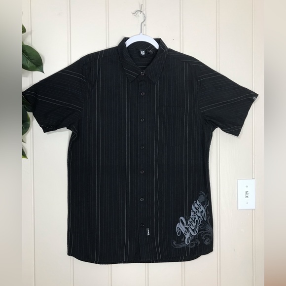 Rusty | Shirts | Rusty Button Down Ss Black W Pinstripes Dress Button ...